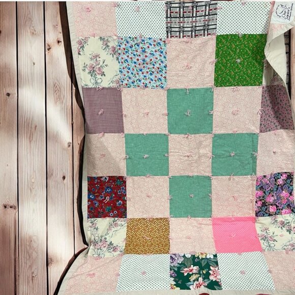 Vintage | Bedding | Vintage Handmade Country Farmhouse Cottagecore Rustic Cabin Patchwork Quilt ...